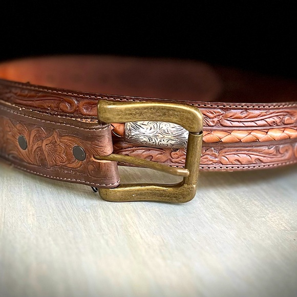 Justin Boots | Accessories | Vintage Justin Leather Western Hand Tooled ...